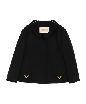 Valentino Garavani Logo Plaque Long Sleeved Jacket - Black
