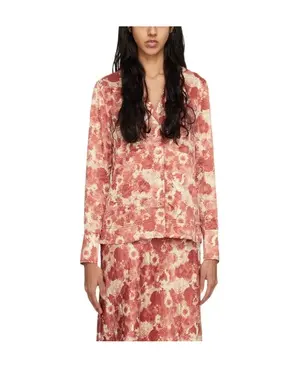 GANNI Floral Print Long Sleeve Shirt
