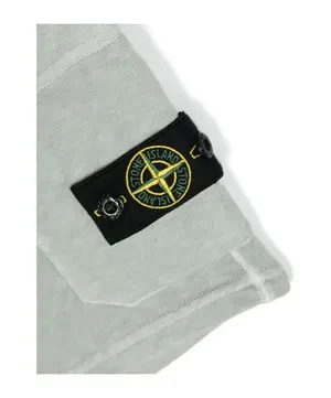 Stone Island Elastic Waistband Shorts With Removable Logo Badge - Light Gray
