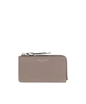 Tory Burch Zip Leather Cardholder - Gray