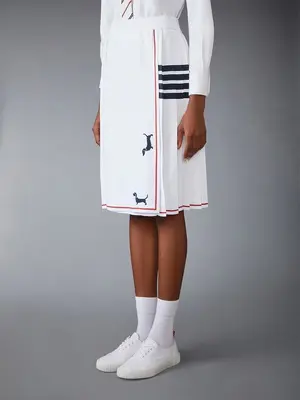 Thom Browne Pleated Midi Skirt With Dachshund Intarsia