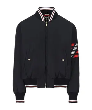 Thom Browne 4-bar Striped Zipped Puffer Bomber Jacket
