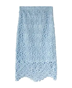 Burberry High Waist Lace Midi Skirt - Blue