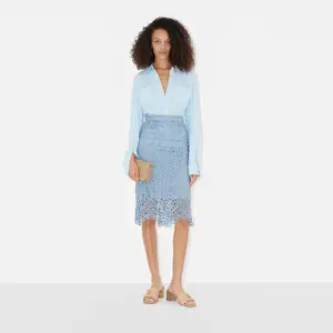 Burberry High Waist Lace Midi Skirt - Blue