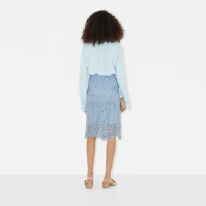 Burberry High Waist Lace Midi Skirt - Blue
