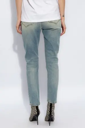Balmain Vintage Effect Straight Leg Jeans