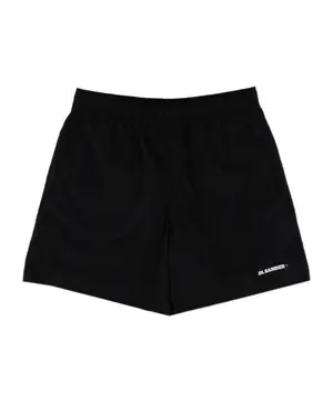 JIL SANDER Logo Print High Waist Swim Shorts - Black