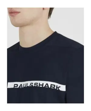 PAUL  SHARK Navy Blue Printed Logo T-shirt