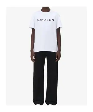 Alexander McQueen Flocked-logo Crewneck T-shirt - White