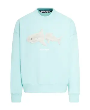 Palm Angels Broken Shark Crewneck Sweatshirt - Blue