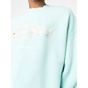 Palm Angels Broken Shark Crewneck Sweatshirt - Blue