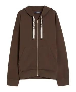 Max Mara Max Mara S Jour Zip-Up Drawstring Hoodie Chocolate-colored