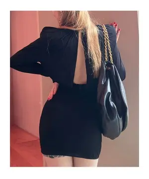 Saint Laurent Long-sleeved High-necked Crepe Jersey Dress