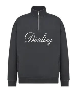 Dior Half Zip Detailed Sweatshirt - Black