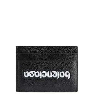 Balenciaga Logo Patch Card Holder - Black