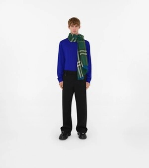 Burberry Vintage-check Frayed-edge Scarf - Green
