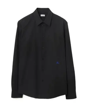 Burberry Ekd-embroidered Long Sleeved Shirt - Black