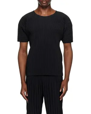 Issey Miyake Homme Pliss Pleated Crewneck T-shirt - Black