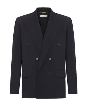 Saint Laurent Saint Laurent Double-Breasted Striped Blazer Black