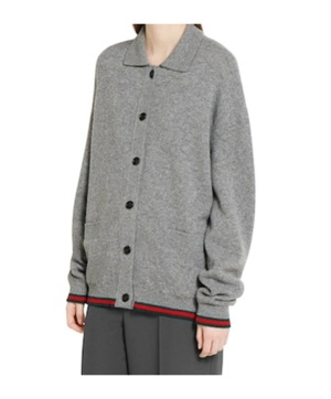 Gucci Cardigan With Pointed Collar And Ribbed Hem