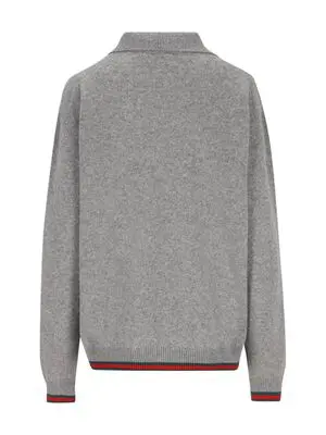 Gucci Cardigan With Pointed Collar And Ribbed Hem - Grey