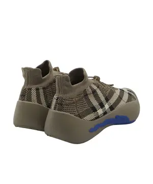 Burberry Checked Knit Sneakers - Brown