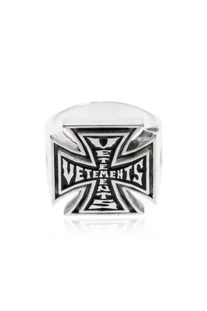 Vetements Logo Detailed Ring - Silver