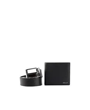 Bally Logo Wallet And Belt Set - Black