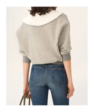 Chloé V-neck Fleece Jumper With Ruffled Silk Collar