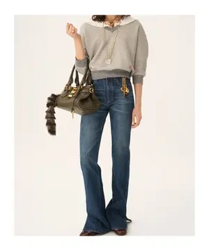 Chloé V-neck Fleece Jumper With Ruffled Silk Collar