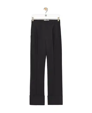 Loewe Fisherman Turn-up Trousers In Cotton Gabardine - Black