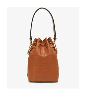 Fendi Ff Motif Leather Mini Bucket Bag - Brown