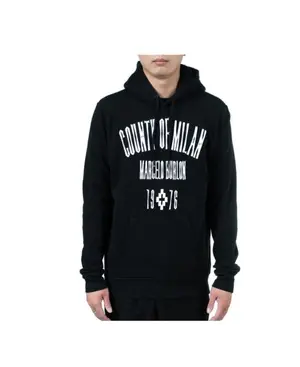 MARCELO BURLON COUNTY OF MILAN Logo Printed Hooded Sweater - Black