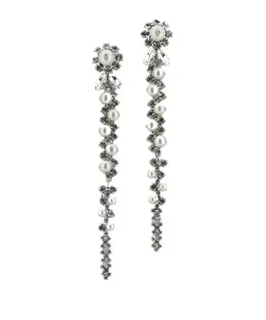 Simone Rocha Embellished Beaded Drop Earrings - Gray