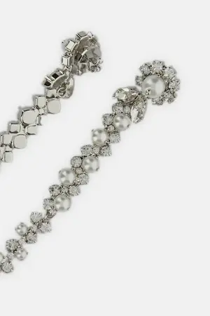 Simone Rocha Embellished Beaded Drop Earrings - Gray