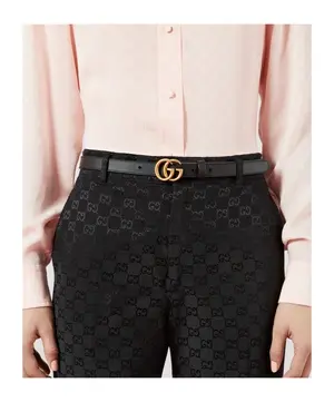 Gucci Gg Marmont Skinny Belt - Black