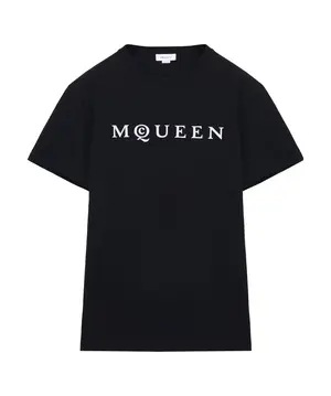 Alexander McQueen Flocked-logo Crewneck T-shirt - Black