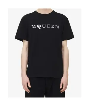Alexander McQueen Flocked-logo Crewneck T-shirt - Black