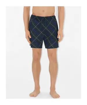 Burberry Checkered Drawstring Swim Shorts - Midnight