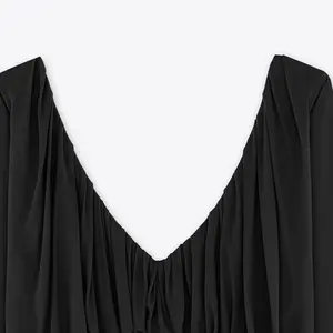 Saint Laurent Cropped Jersey Top With Pleated Details - Black