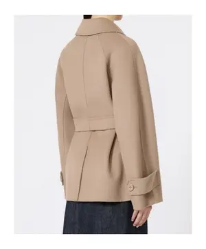 Max Mara Louise Double Breasted Short Belted Jacket - Beige