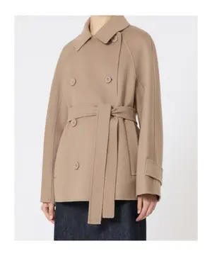Max Mara Louise Double Breasted Short Belted Jacket - Beige