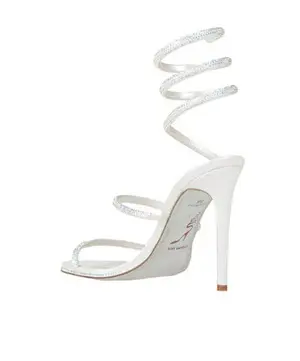 Rene Caovilla Margot Embellished Open Toe Sandals - White