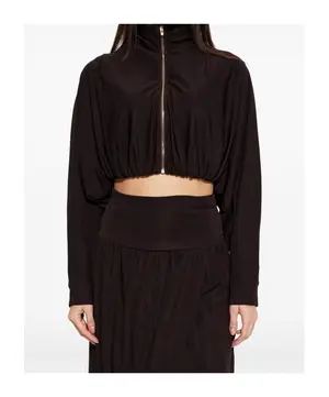 Alaïa Matte Knit Draped Zip-up Jacket