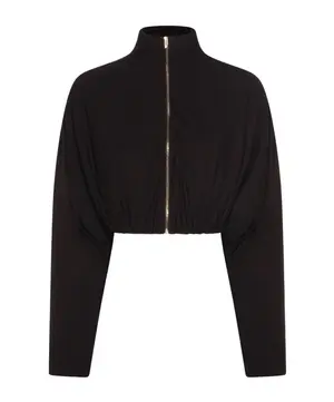 Alaïa Draped Matte Jersey Jacket - Black