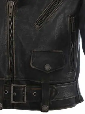 GOLDEN GOOSE Leather Biker Jacket With Cracked Effect