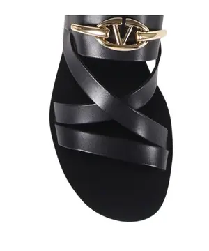 Valentino Garavani Logo Plaque Open Toe Sandals