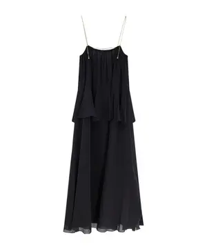 Chloé Sleeveless Layered Maxi Dress With Metal Chain Straps