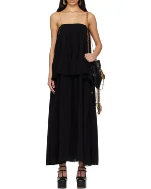 Chloé Sleeveless Layered Maxi Dress With Metal Chain Straps