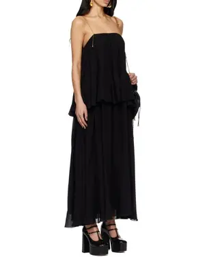 Chloé Sleeveless Layered Maxi Dress With Metal Chain Straps